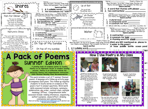 Live and Learn: End of the Year: Summer Poetry and Activity Pack