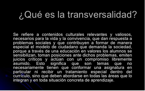 TRANSVERSALIDAD: 1. ¿Qué es la transversalidad?