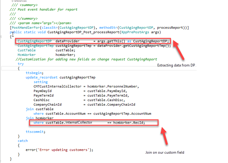 Modify SSRS report using Post Event handler in x++ D365 F&O