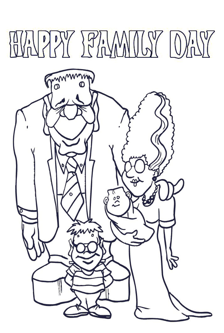 Happy family day coloring pages