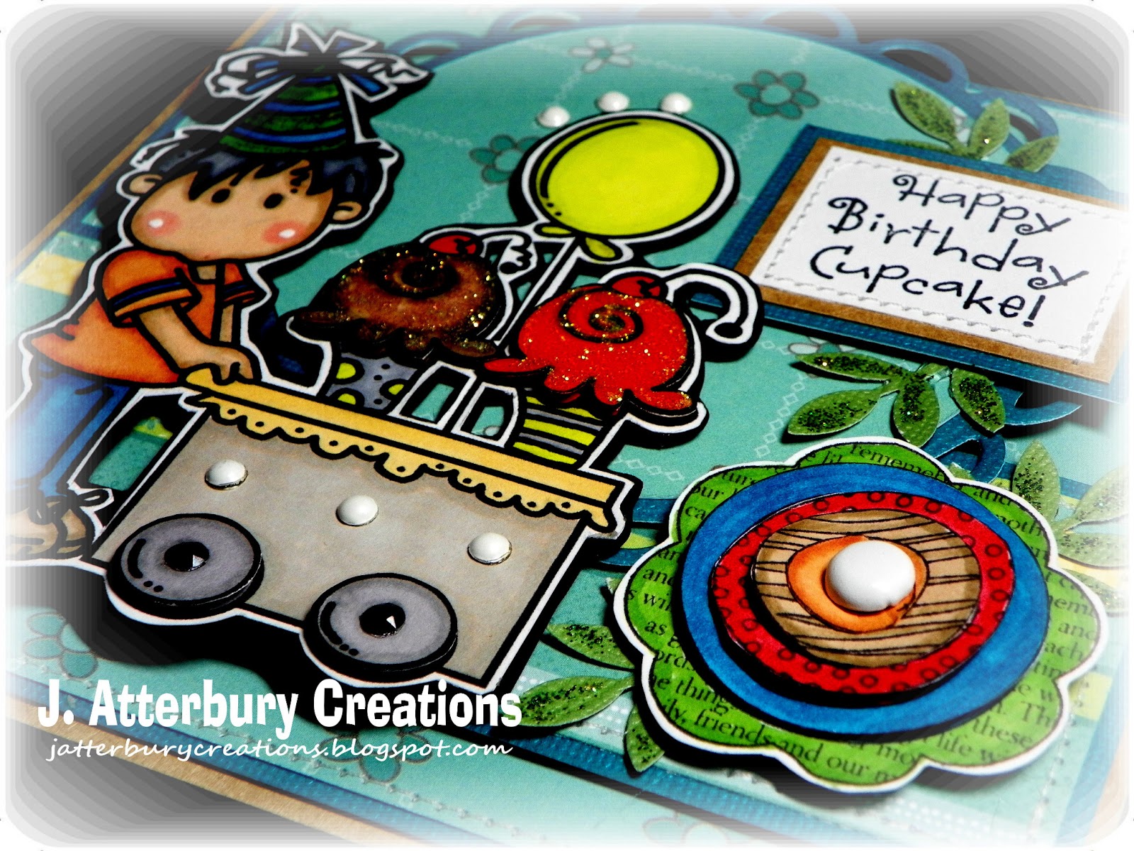 J. ATTERBURY CREATIONS: Happy Birthday Cupcake Cart Card---It's ...