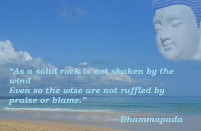 Buddha Quotes Online: Dhammapada : As a solid rock is not shaken by the ...