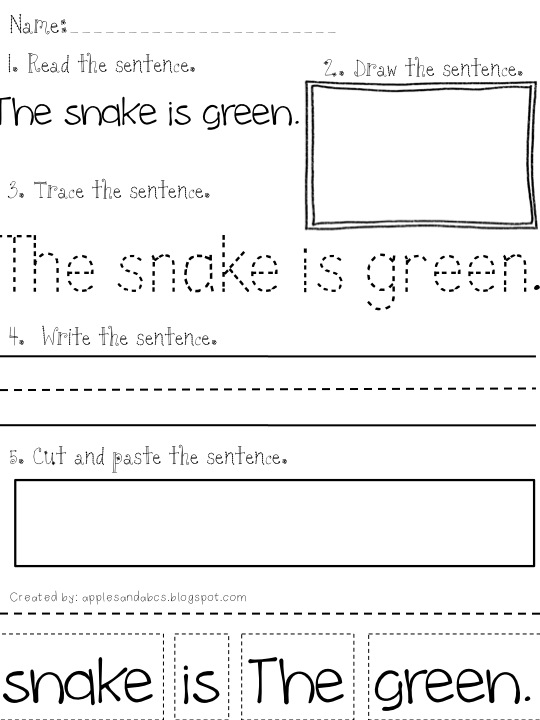 Reading and Printing Simple Sentences: Pack 2 and 3 - Apples & ABC's