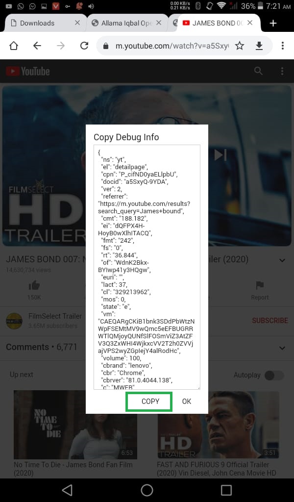 How to copy debug info of any YouTube video, desktop and mobile devices ...