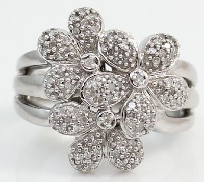 Diamond Flower Rings and Things...: Sterling Silver Diamond Daisy Trio ...