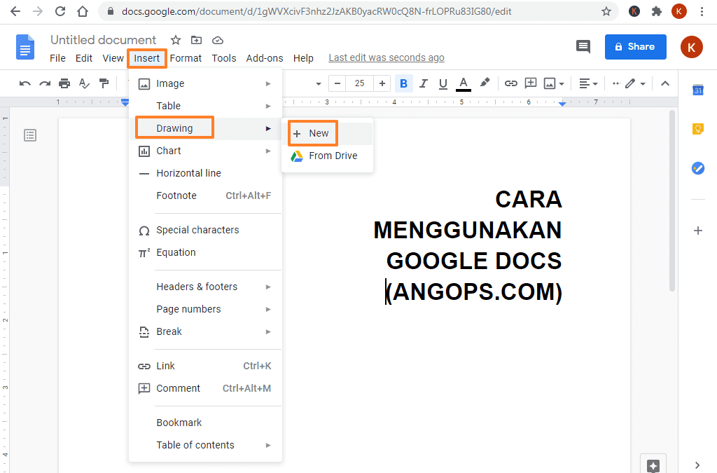 Cara Menggunakan Google Docs, Tutorial Basik + Tips dan Trik - ANGOPS