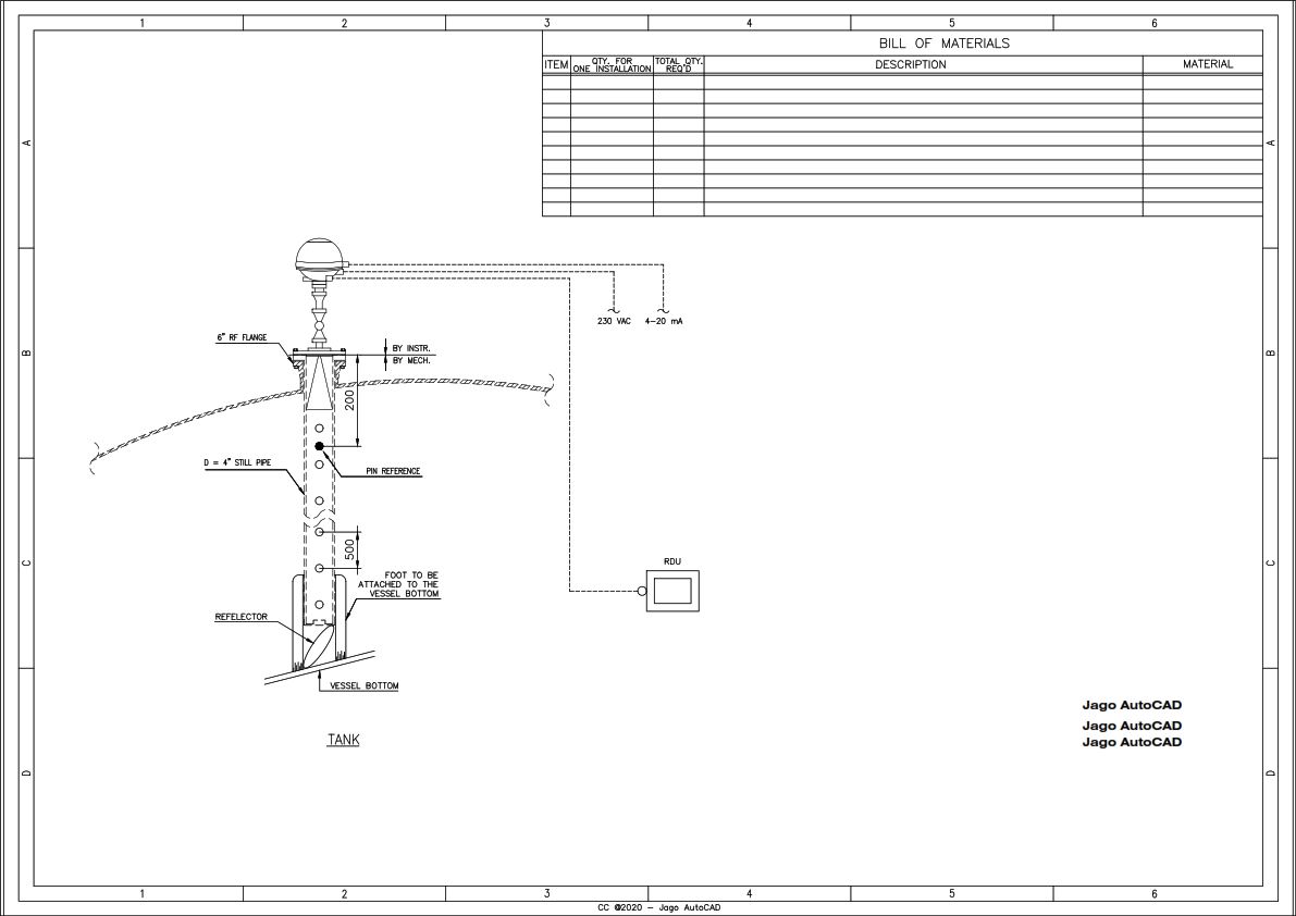 Download Hook-Up Level Transmitter - Radar Sphere Tank DWG AutoCAD Free