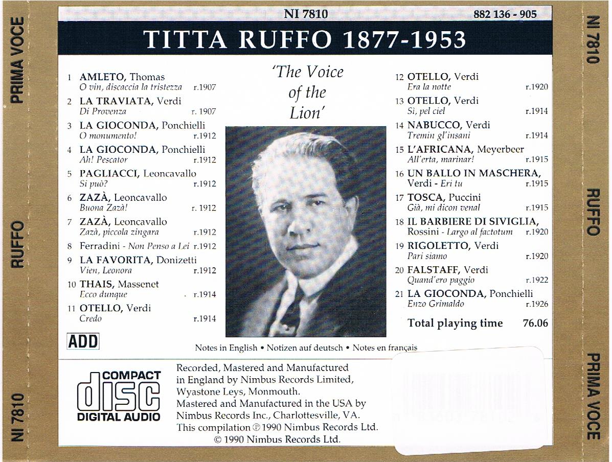 afina tus oidos: Titta Ruffo Barítono