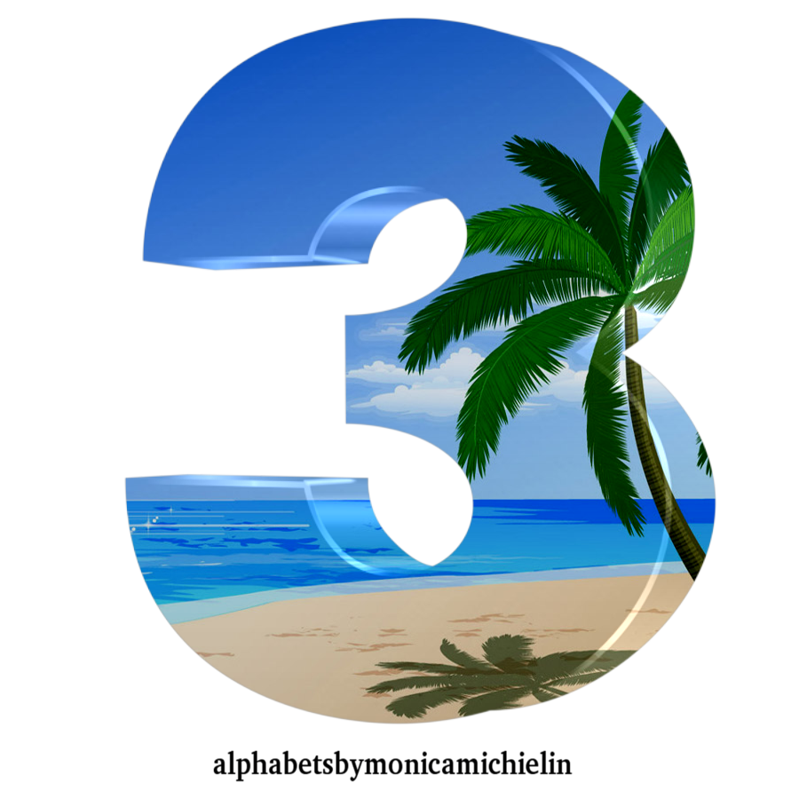 M. Michielin Alphabets: BEACH SAND BLUE WATER PALM TREE CARTOON 3D FONT ...