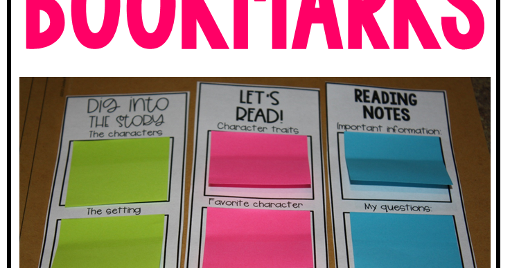 Editable Sticky Note Bookmarks | Mrs. Bremer's Class