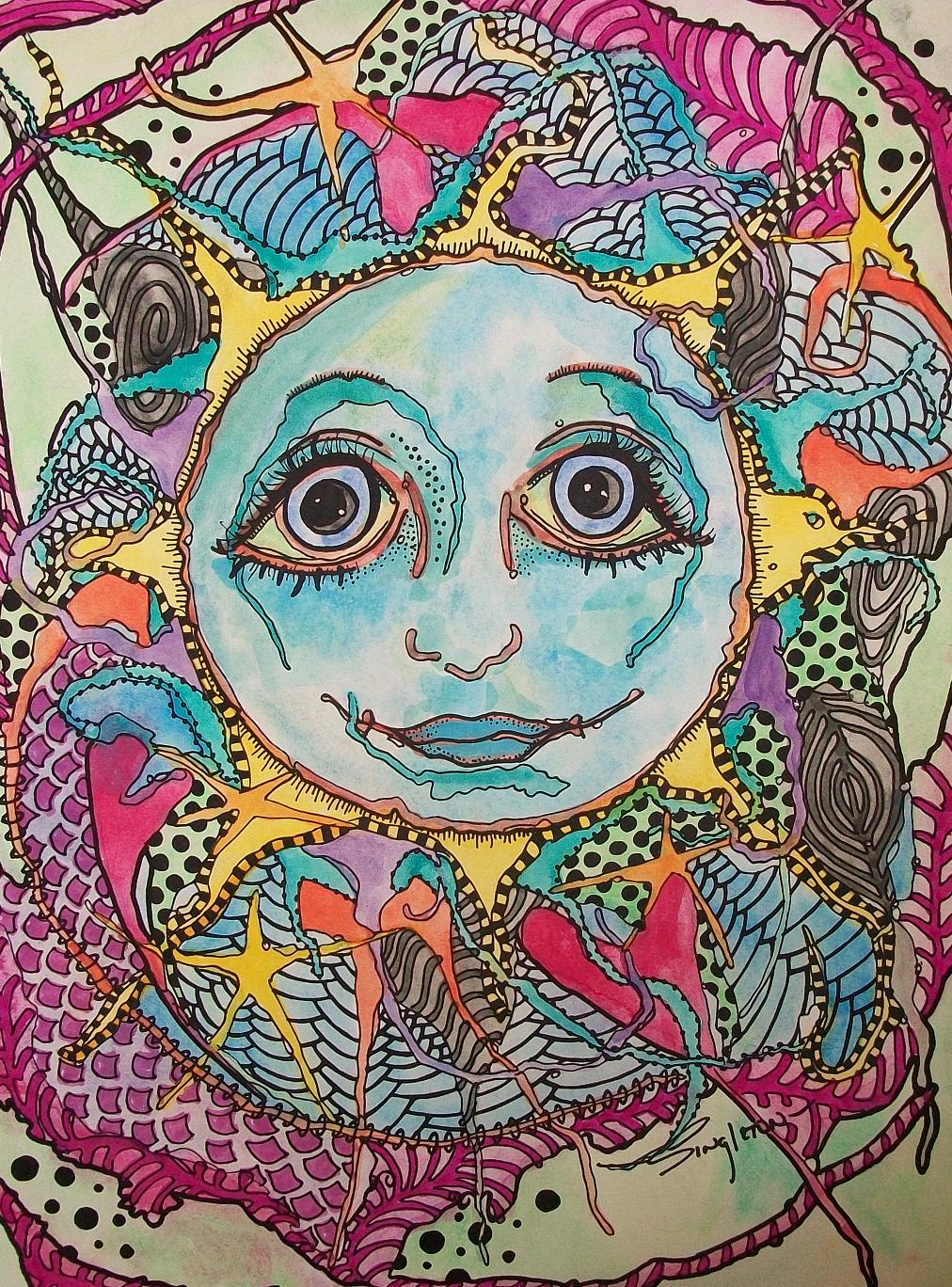 Just Give Me Peace: Over My Blue Moon, Singleton Hippie Art