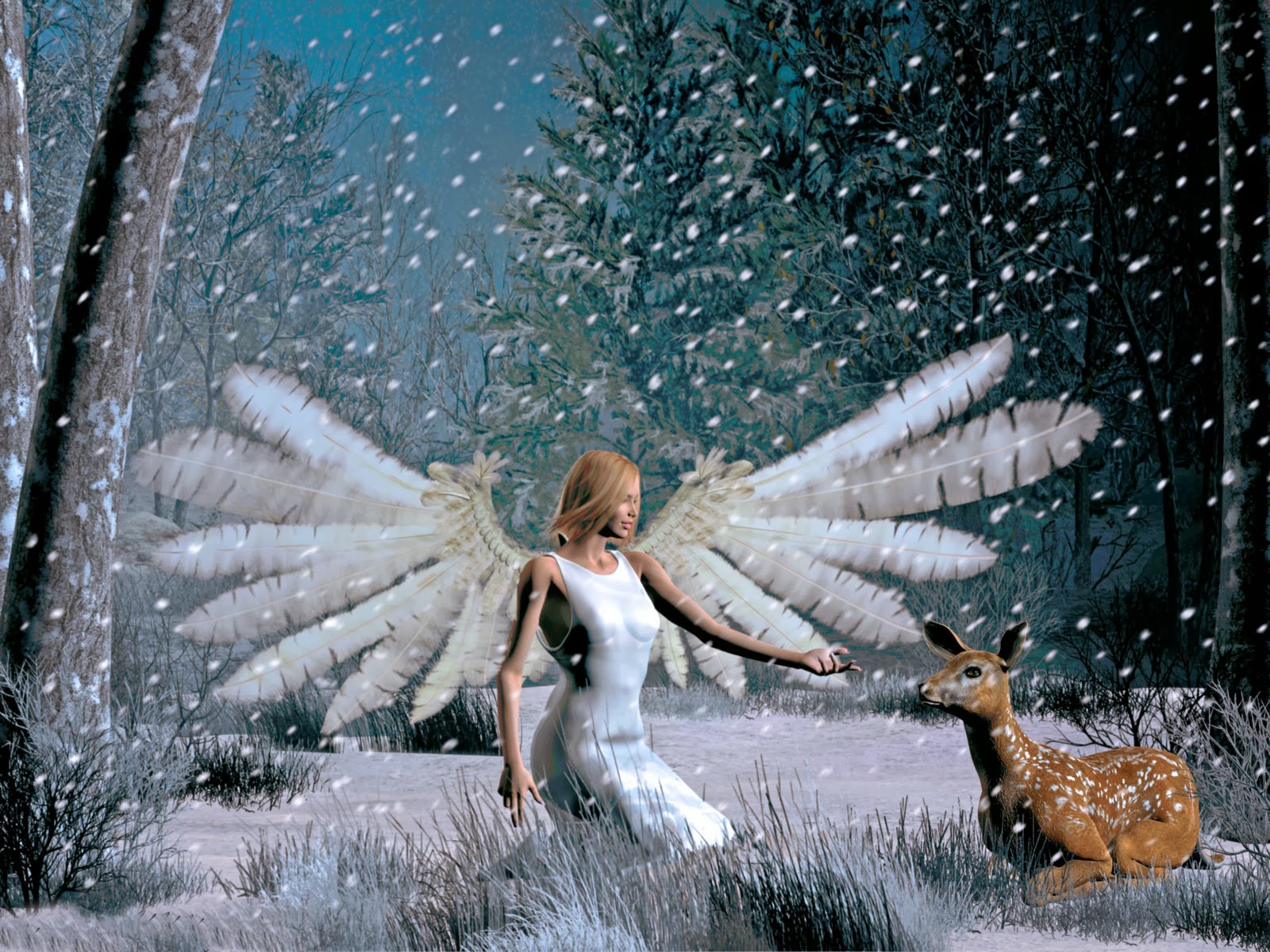 Kerst wallpapers met engelen