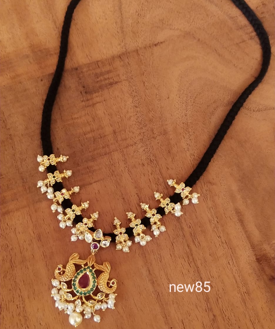 Black Thread Necklace - Indian Jewelry Designs