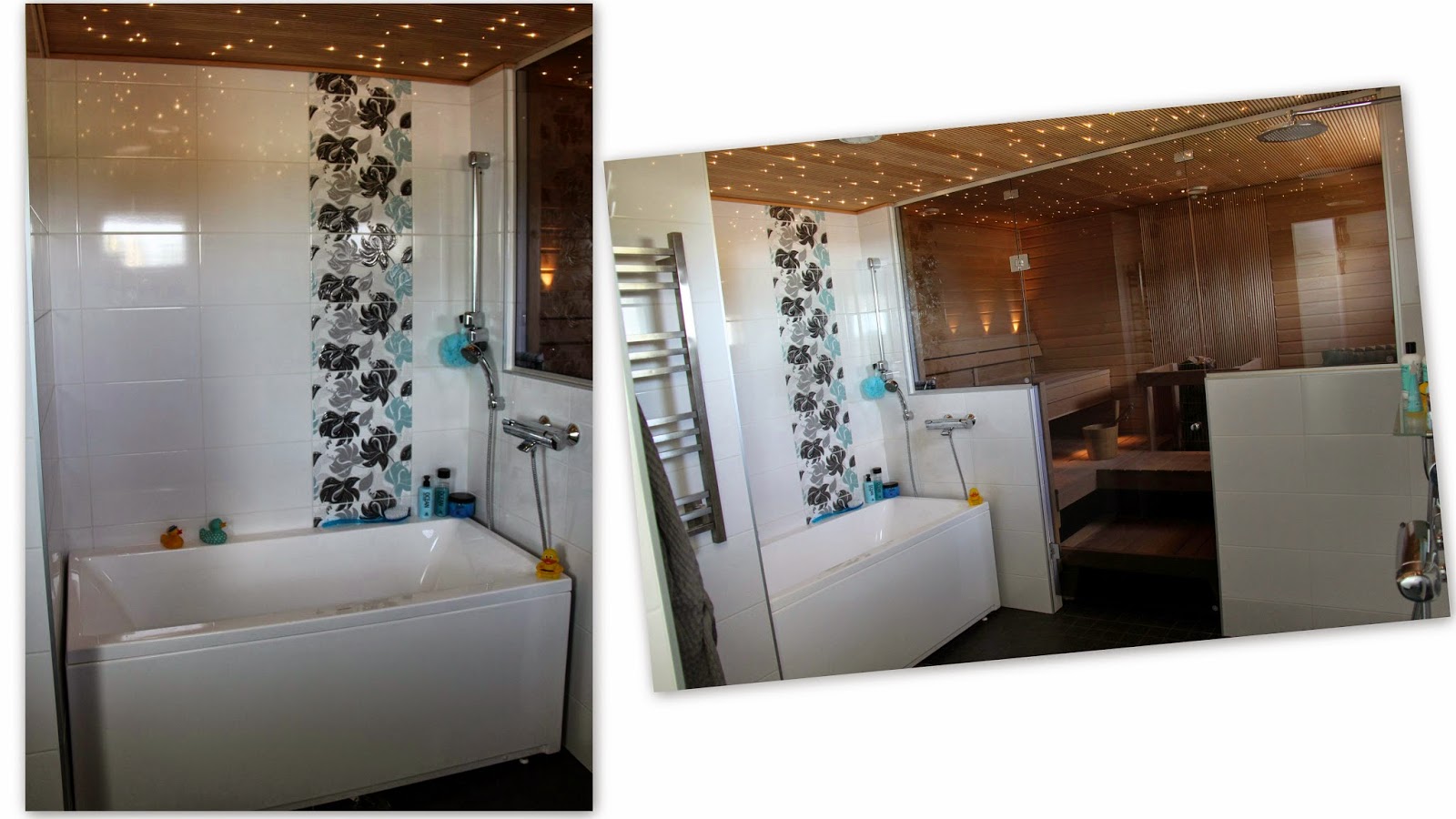 Omakotikotitalomme: Valmiin esittelyä - sauna ja pesuhuone