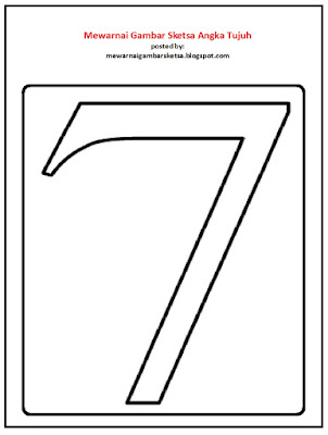 Mewarnai Gambar: Mewarnai Gambar Sketsa Kaligrafi Angka Tujuh