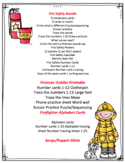 Fire Safety Bundle 1 -6 Printables-89 pages ~ Preschool Printables