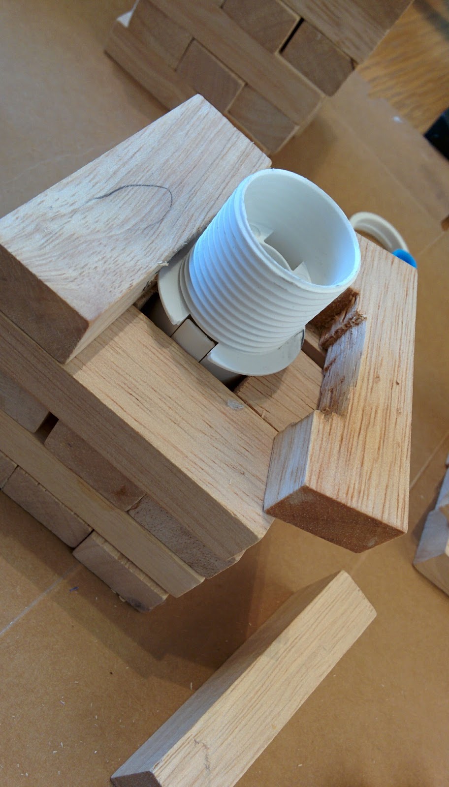 Makestuffathome: Jenga topple game lamp diy