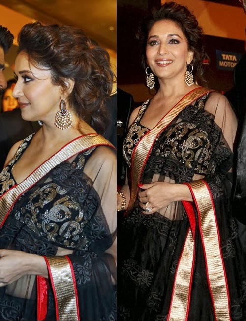 Bollywood Actress Saree Collections: Bollywood Actress Madhuri Dixit Black Saree Stills At IIFA ...