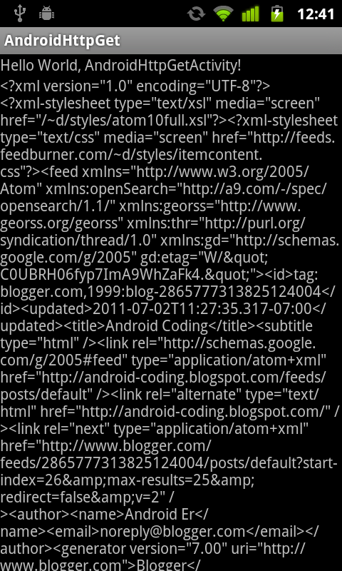 Android Coding: HttpClient and HttpGet