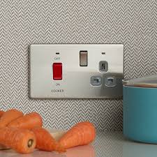 Brushed Steel Cooker Switch & Socket