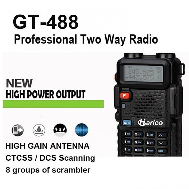 GT-488 HIGH POWER w/Scrambler 136-174/400-480mhz Ham radio FREE ANTENNA
