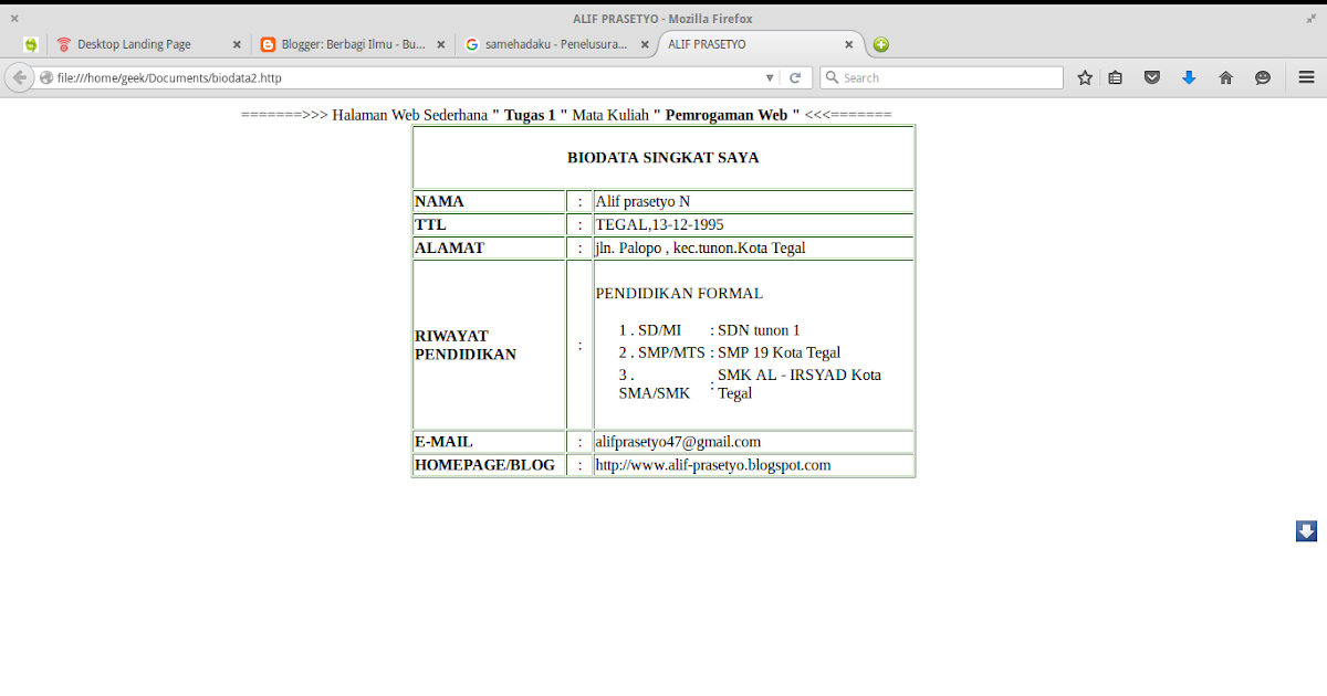 Apocalive77: Cara Membuat Tampilan Tabel Biodata dengan HTML Dengan ...