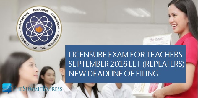PRC extends repeaters deadline of filing for September 2016 LET