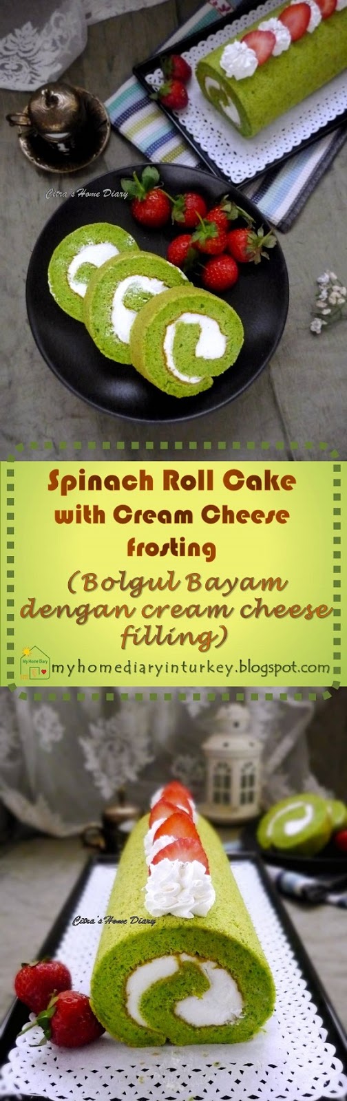 Citra's Home Diary: Bolu gulung Bayam dengan cream cheese filling ...