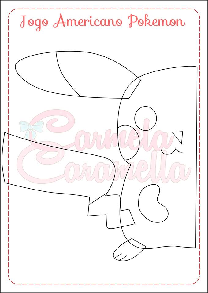 MOLDE - PIKACHU-JOGO AMERICANO - COSTURANDO SEM MEDO - Diy Feltro