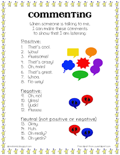 Ms. Lane's SLP Materials: Pragmatics: Commenting in Conversation