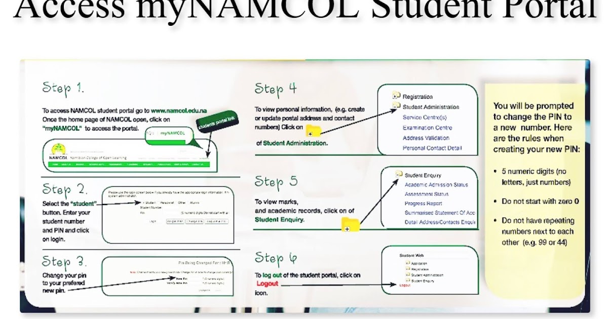 2023 Namcol Student Portal Login and Access Pin Change