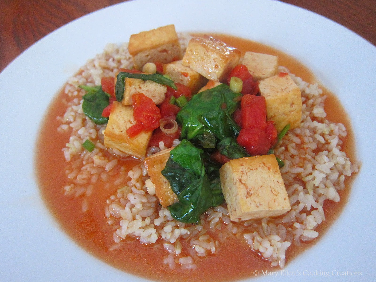 Mary Ellen's Cooking Creations: Tofu with Tomatoes in a Garlic Ponzu Sauce