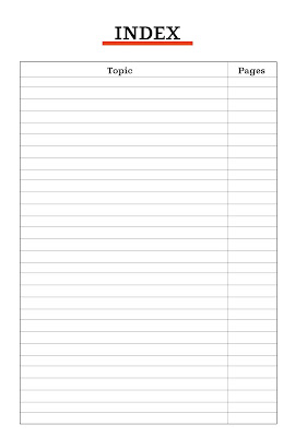 Index Page for Bullet Journals | Up on the ladder