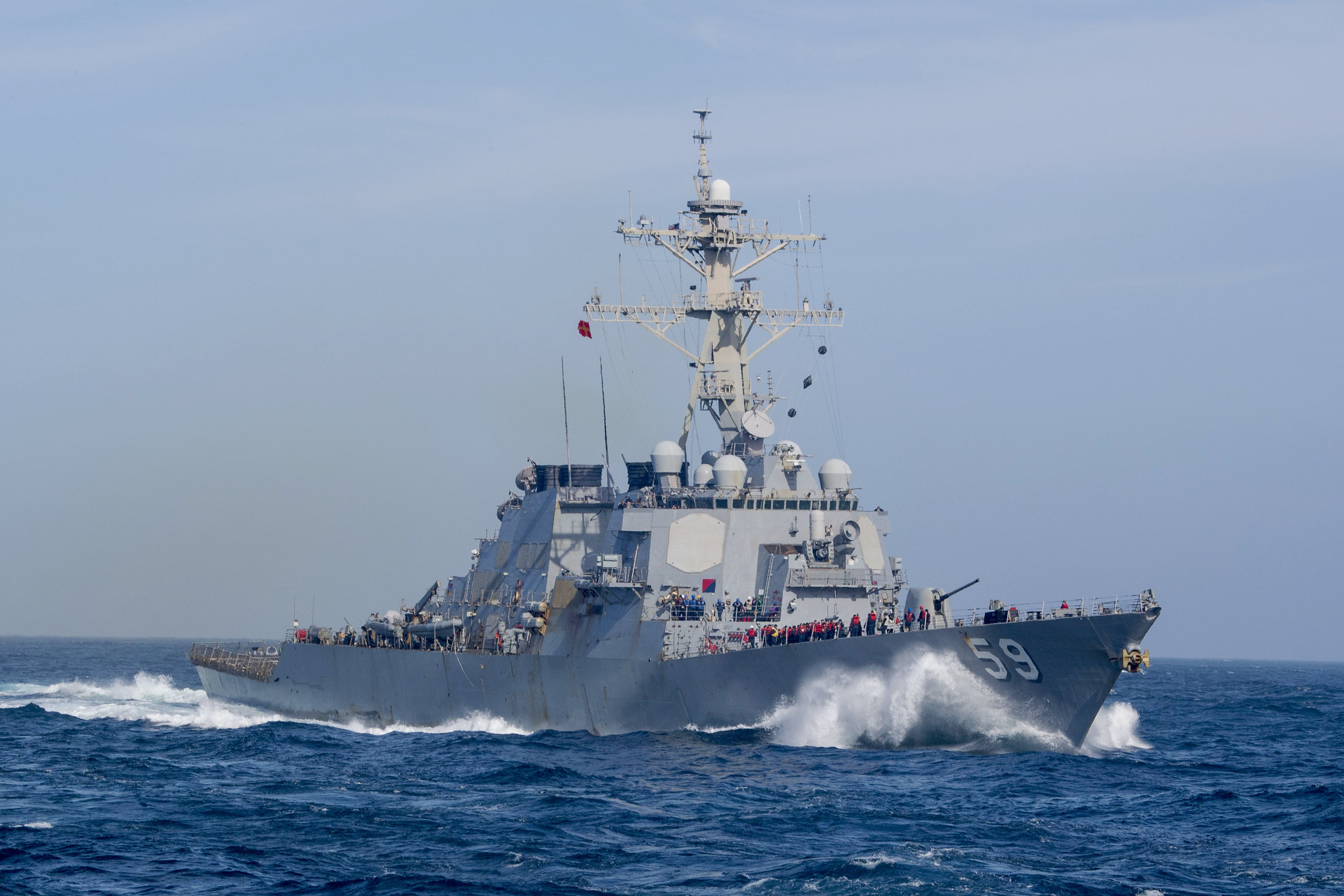 The Arleigh Burke-class guided-missile destroyer USS Russell (DDG 59 ...