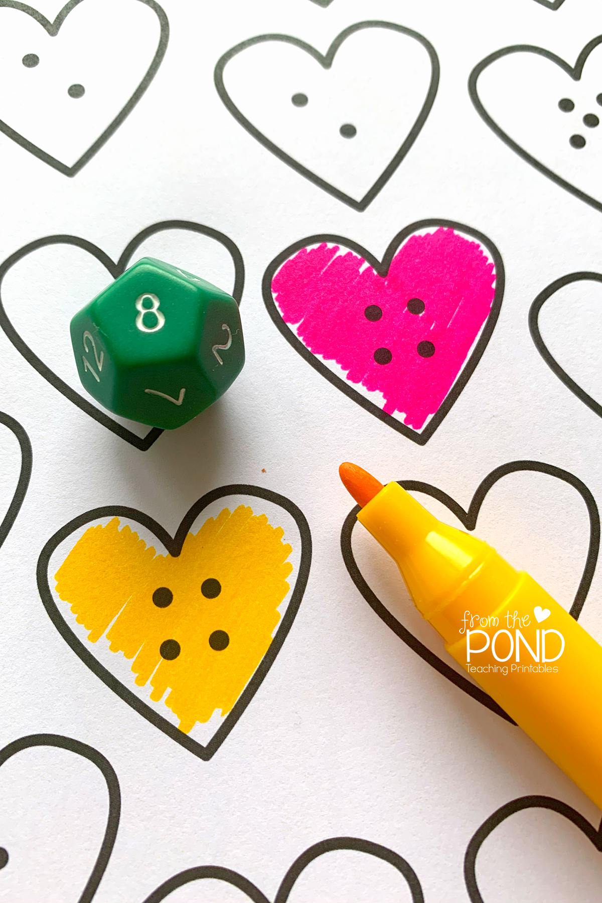 3 Ways to Use our Free Heart Roll and Color Worksheet | From the Pond