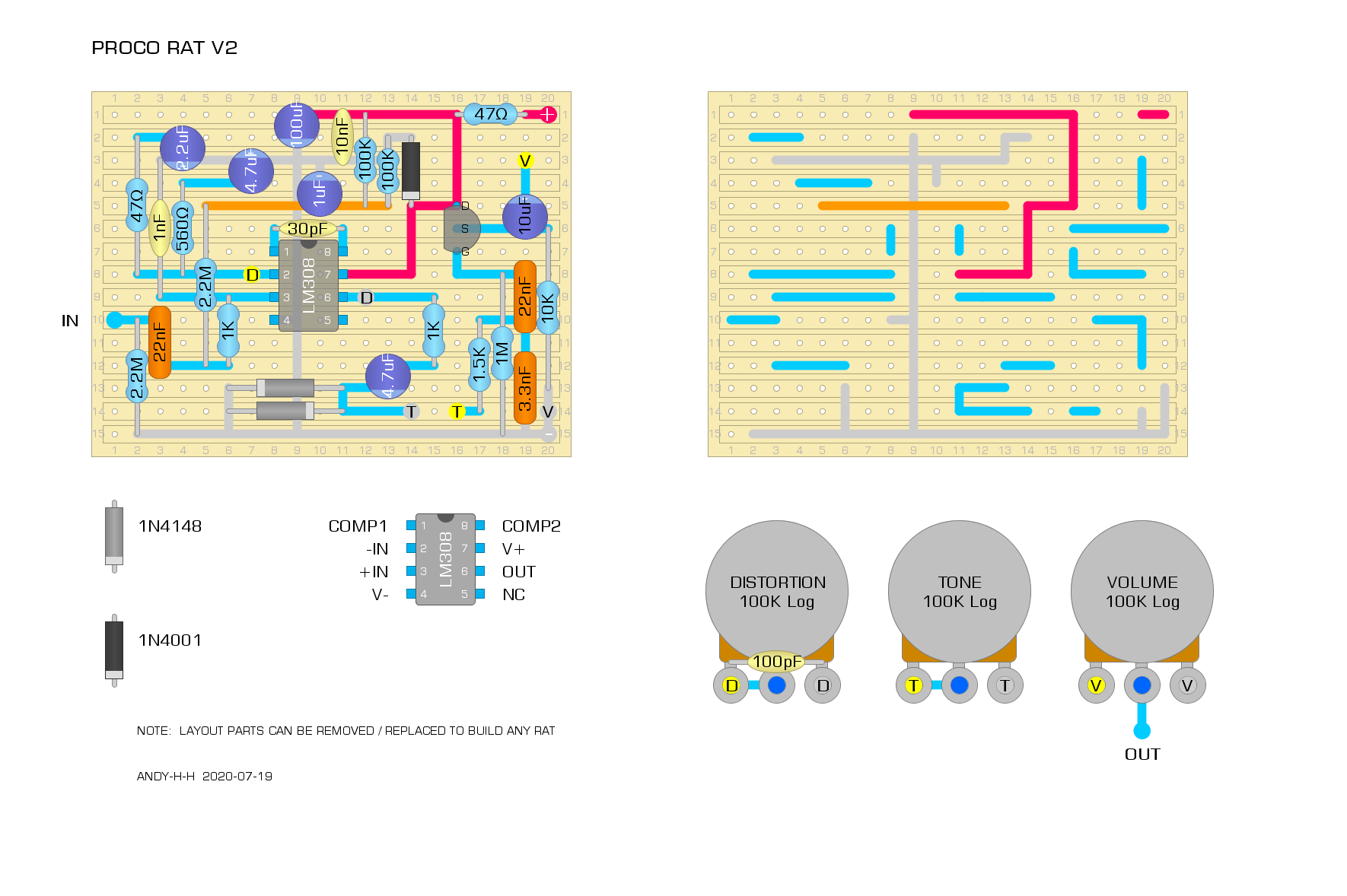Guitar Effects - Vero - Point to Point - Tag Board Layouts: PROCO: Rat ...