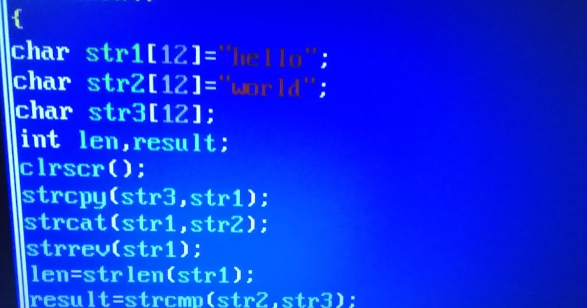 C program to use strlen, strcat, strcmp, strcpy, strrev etc. pre ...
