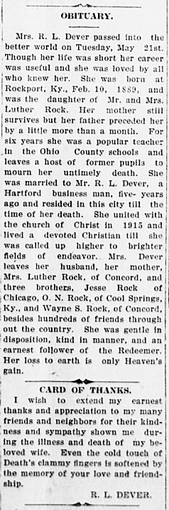 Ohio County, Kentucky History: Robert Lee Dever