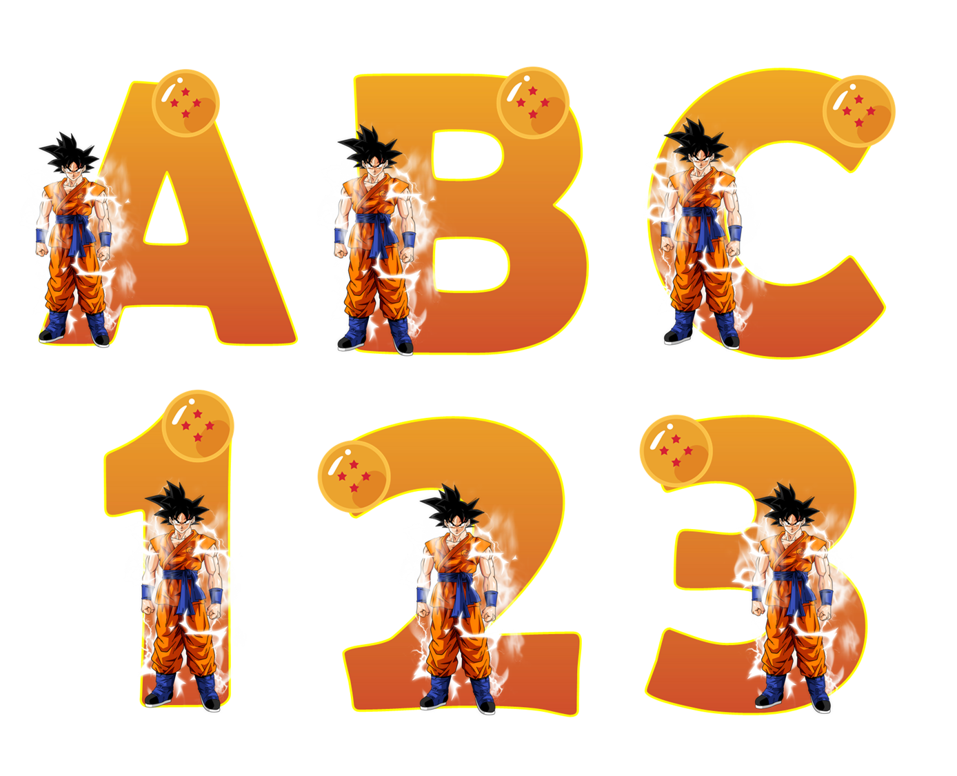 Kits imprimibles gratis : Abecedario y números Goku