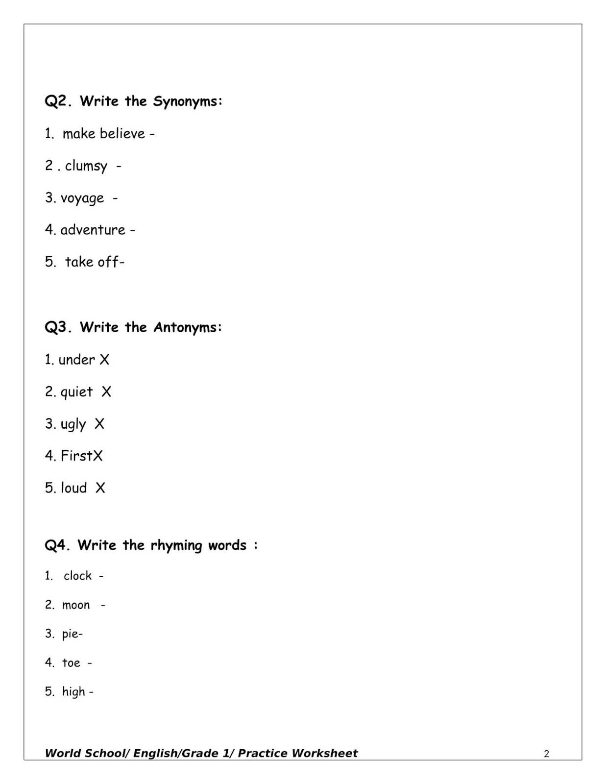 Birla World School Oman: Homework for Grade 1 as on 12/04/2020