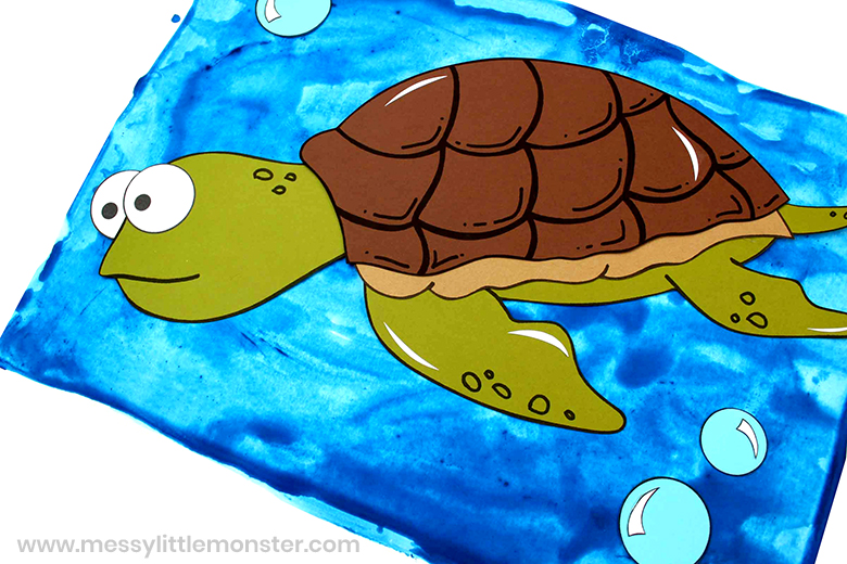 Sea Turtle Paper Craft - Turtle Template Included! - Messy Little Monster