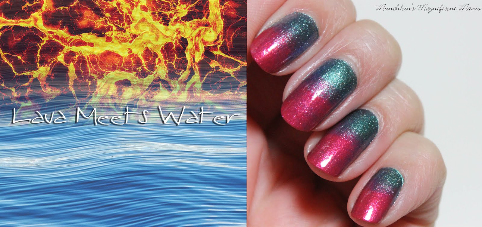 Munchkin’s Magnificent Manis: Lava Meets Water- Gradient Nail Design