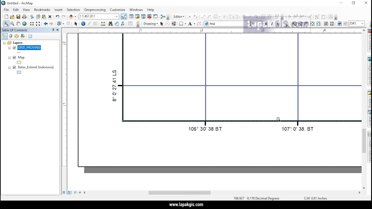 Cara Membuat Grid LU/LS atau BT pada ArcGIS - Lapak GIS