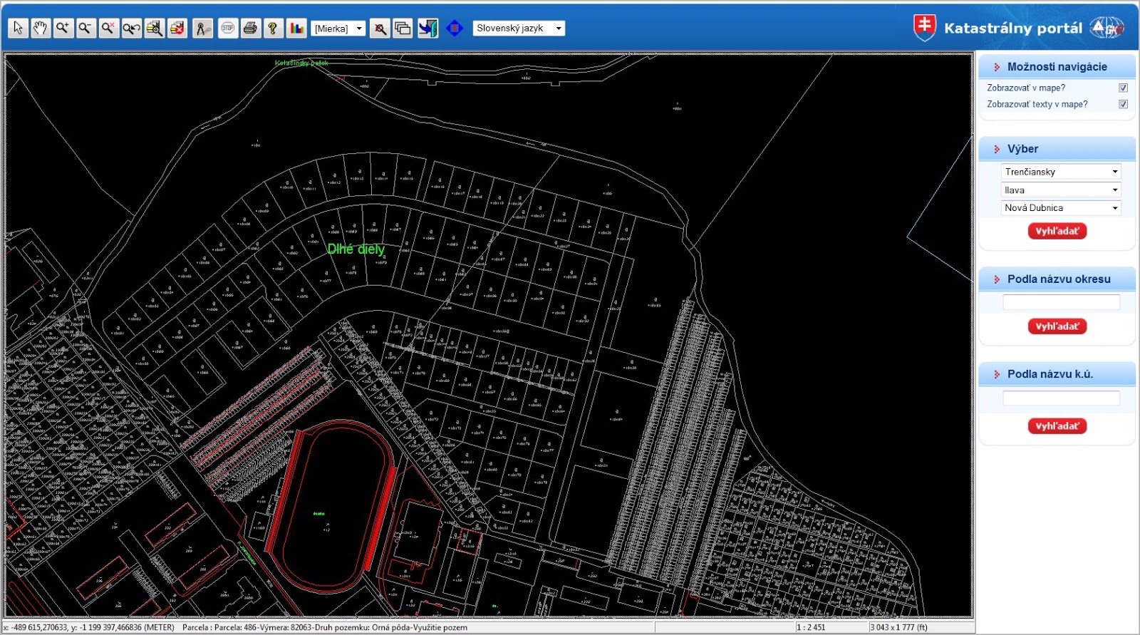 Nízkoenergetické a pasívne stavby: Dlhé Diely - zobrazenie katastrálnej ...