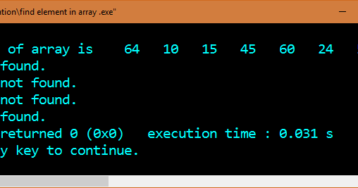 Program In C To Search An Element In Array