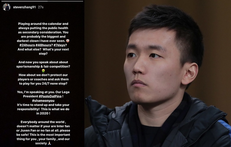 CALCIOMANIA 90: ZHANG, CHE ATTACCO "SEI UN PAGLIACCIO, VERGOGNATI