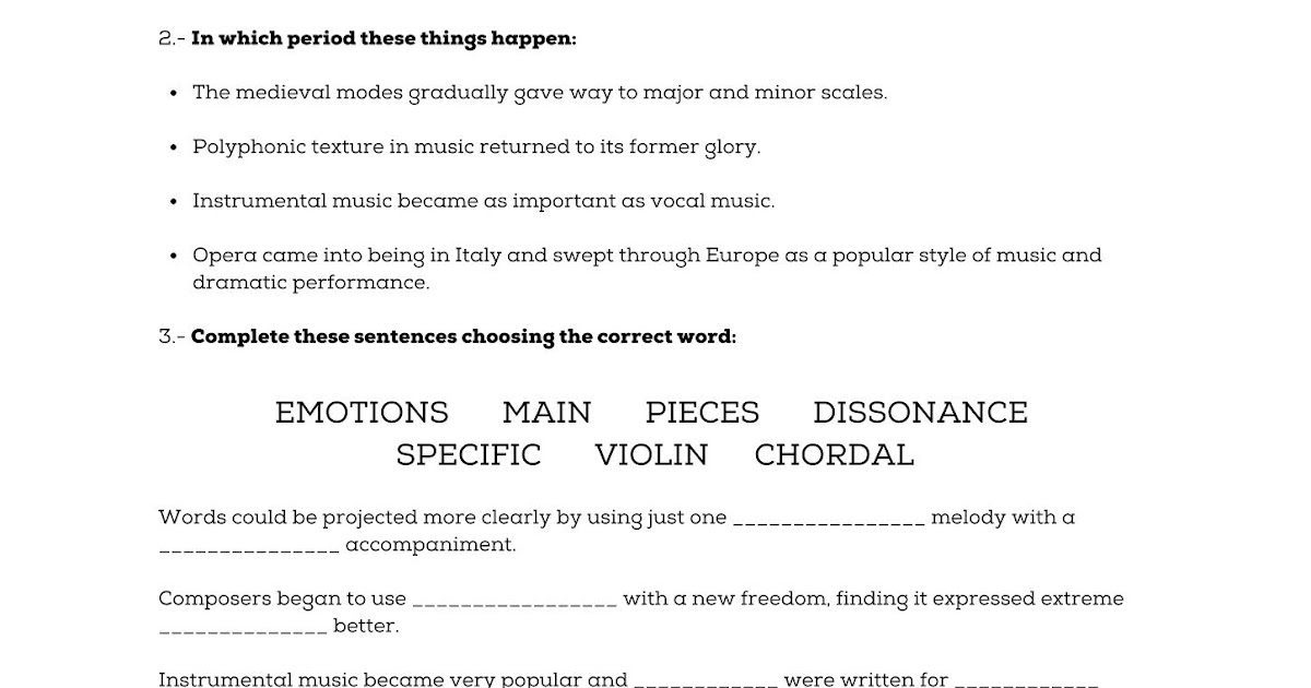 Baroque Music: Activities. - Music Class