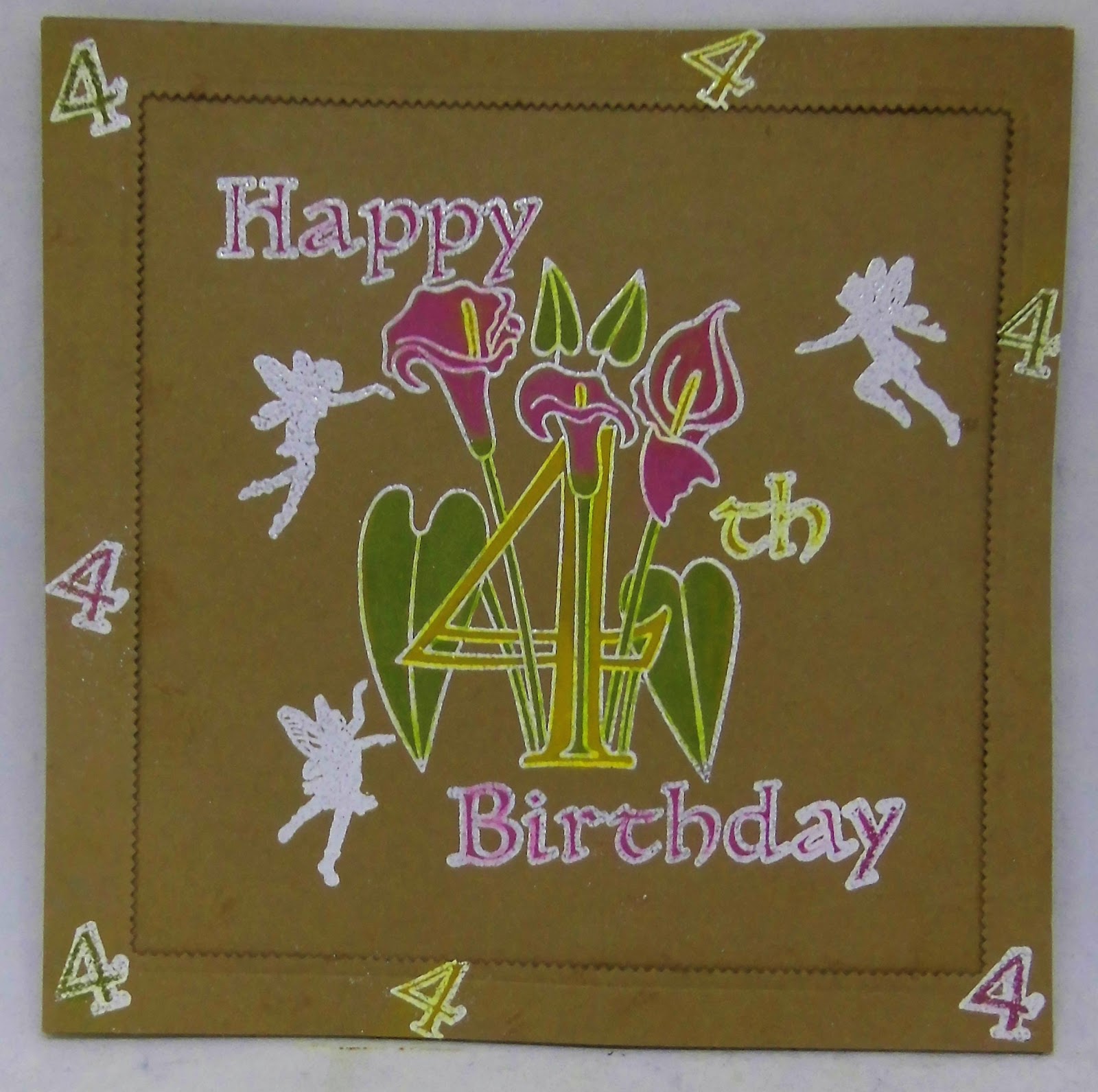 Sarah's Craft Shed: 4th Birthday Card: Floral Numbers