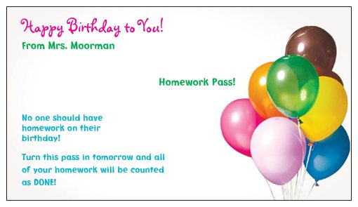 Happy Birthday Student! | Teaching in Room 6