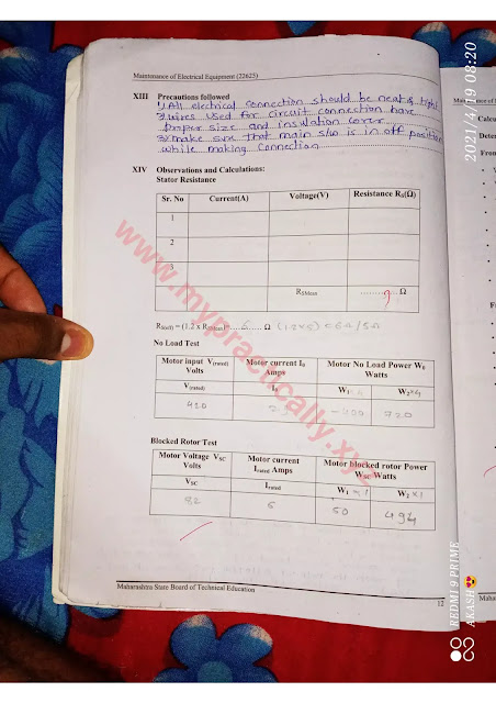 22625 Maintenance of electrical equipments Solved Lab Manual Answers ...